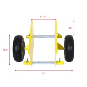 Adjustable Door Heavy Duty Panel Dolly with 10" Pneumatic Wheels, 600LBS Load Bearing for Drywall Sheet Heavy Appliance & Material Handling All Terrain Moving Cart, Yellow