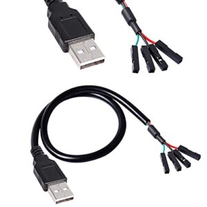 meiriyfa usb 2.0 a to usb 4 pin dupont motherboard header adapter, usb male to 4pin female 28awg extender cable -30cm (2pack)