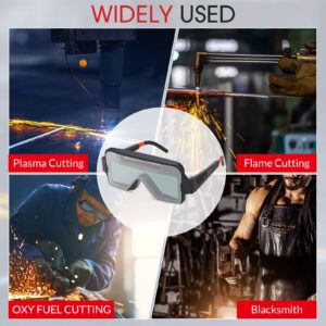 Leumoi 2 Pieces Welding Glasses Auto Darkening Welding Goggles Solar Powered 2 Sensors Safety Automatic Dimming PC Welders Goggles for Eye Protection TIG MIG MMA Plasma Cutting