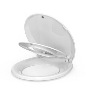 toilet seat, round toilet seat with toddler seat built in, potty training toilet seat round fits both adult and child, with slow close and magnets- round