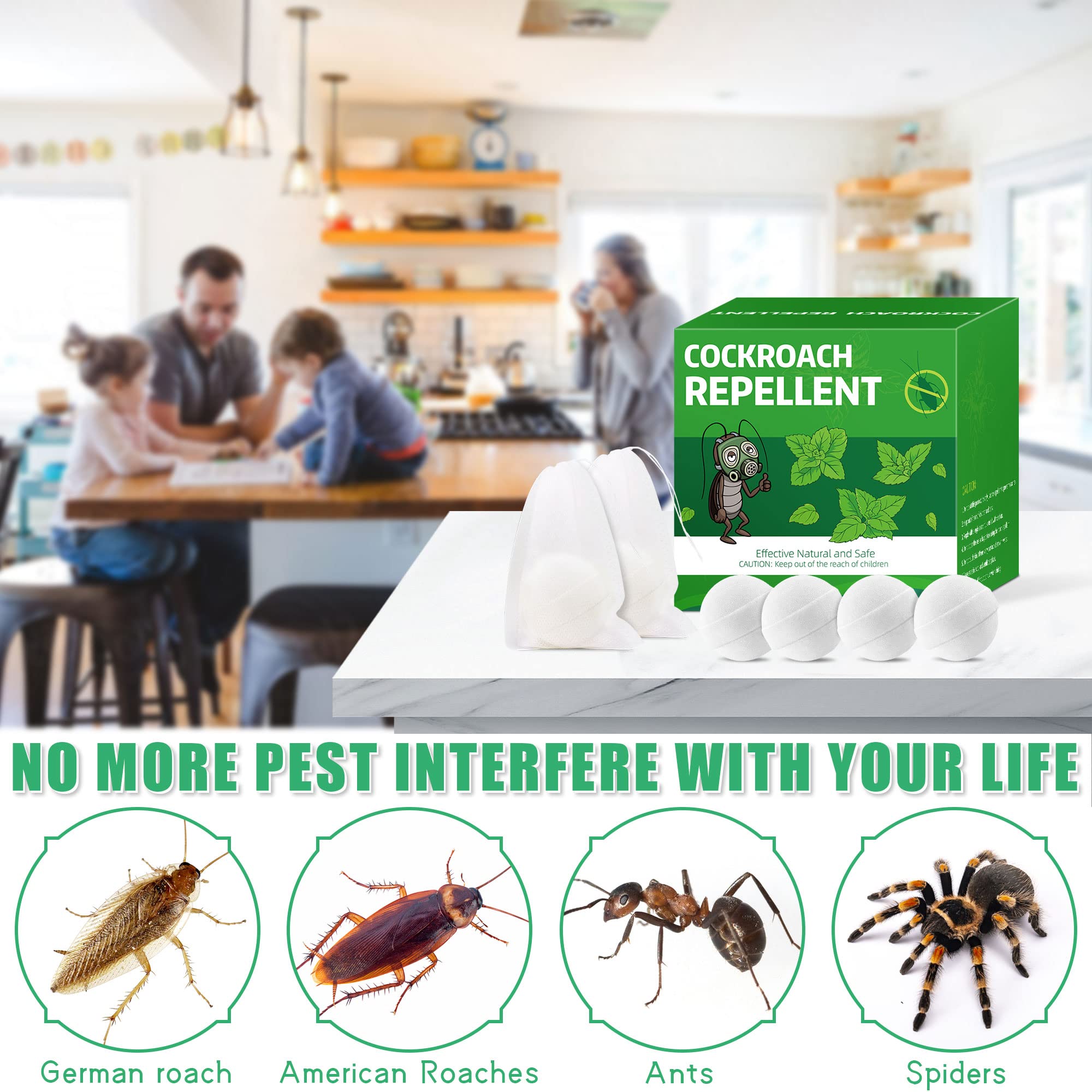 12 Pack Roach Repellent Peppermint Oil to Keep Cockroach Away from House, Powerful Cockroach Repellent, Roach Spider Ant Mouse Repellent for Home Kitchen Office Hotel Garage Car