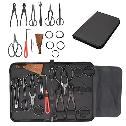 Gardening Hand Tools 10 Pcs Bonsai Pruning Tool Set Multifunctional Cutter Scissors Shear Kit with Nylon Case for Garden Tools Garden Tools Set