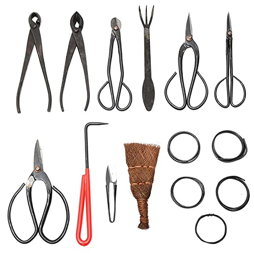 Gardening Hand Tools 10 Pcs Bonsai Pruning Tool Set Multifunctional Cutter Scissors Shear Kit with Nylon Case for Garden Tools Garden Tools Set