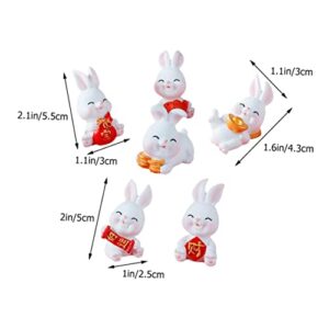 Kisangel 24 pcs lucky rabbit 2023 chinese new year rabbit easter bunny rabbit zodiac rabbit figurine miniature rabbit figurine decoraciones para salas de casa resin Cartoon statuette