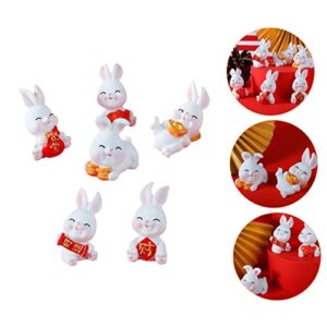 Kisangel 24 pcs lucky rabbit 2023 chinese new year rabbit easter bunny rabbit zodiac rabbit figurine miniature rabbit figurine decoraciones para salas de casa resin Cartoon statuette