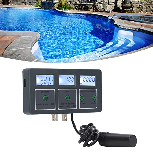 Deosdum 8 in 1 Water Quality Multi Parameter Quality Tester S.G PH EC Salt ORP TDS CF Temp,Rechargeable Online Monitoring for Aquarium (US Plug)