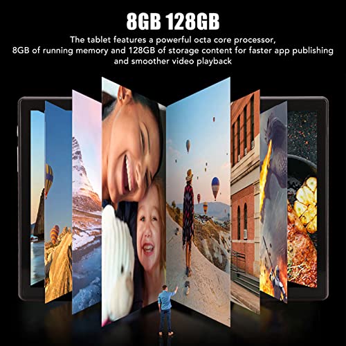 soobu 10.1 Inch Tablet, 4G Call Tablet 8GB 128GB 100-240V 1920x1200 Resolution Front 8MP Rear 20MP Octa Core Processor for Android 11 for Writing (US Plug)