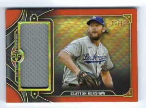 clayton kershaw 2022 topps triple threads game-used single jumbo sjr2-ck1 amber parallel jersey mem relic card #13 of only 18 made! los angeles dodgers baseball