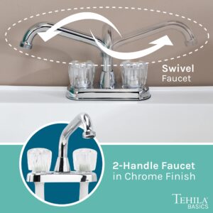 Tehila Basics by JS Jackson Supplies 21-Gallon White Freestanding Utility Sink with Chrome Finish 2-Handle Faucet, Heavy Duty Plastic Laundry Tub with Adjustable Legs