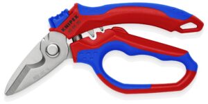 knipex tools stainless steel 95 05 20 us angled electricians' shears, 6-1/4", red/blue