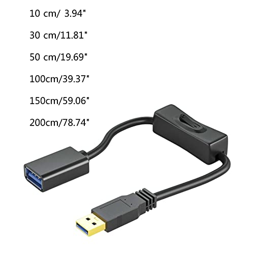 Diarypiece USB 3.0 Switch Extension Cable, USB Male to Female Cord with On/Off Switch, Support Data Transfer Power Supply Cable, for LED Strips USB Fan