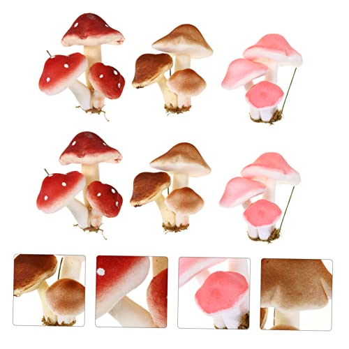 Homoyoyo 12 pcs Simulated Mushroom Fairy Gardens Bonsai Mushroom Decor Mini Mushroom Figurines Miniature Garden Ornaments Dollhouse Garden Decor DIY Terrarium Ornaments Appendix Cake Foam