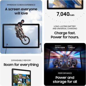 SAMSUNG Galaxy Tab A8 Android WiFi Tablet, 10.5'' Touchscreen (1920x1200) LCD Screen, 4GB RAM, 64GB Storage, Bluetooth, Android 11 OS, Silver + Accessories