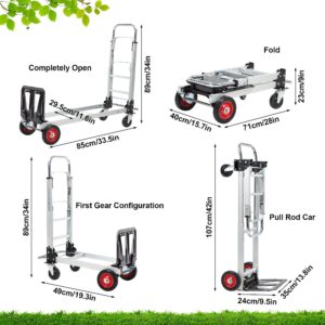 Foldable Trolley Hand Truck Adjustable Dolly Cart for Moving, 330lbs Heavy Duty Luggage Cart Mini Cart for Home Office Travel