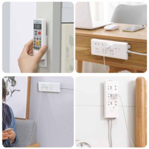 12 Pack Adhesive Punch Free Socket Holder, Self-Adhesive Desktop Socket Fixer, Power Strip Holder Fixator, Wall Mount Cable Management (White)