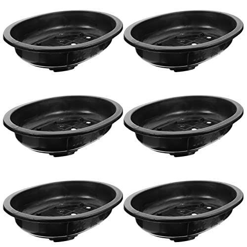 DOITOOL Bonsai Training Pots, 6Pcs 15“ Bonsai Plants Growing Pot Large Deep Flower Pot, Plastic Oval Planter Pot with Drainage Hole for Nursery, Garden, Balcony