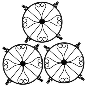 yardenfun 3 pcs flower stand iron vase holder round black plant stand metal plant holder heavy duty flower pots holder shelving brackets flowerpot holder iron plant stand indoor pot rack