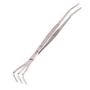 2-in-1 ergonomic stainless steel root rake bonsai tweezers soil farming tool