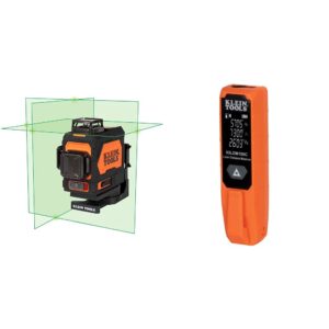 klein tools self-leveling laser level bundle with laser distance measure, 100 feet