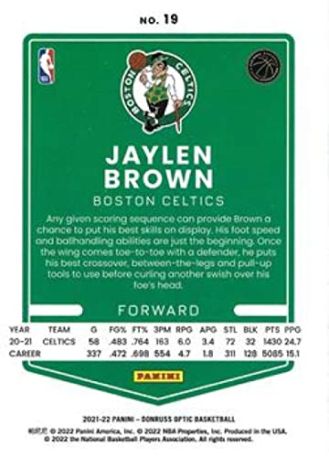 2021-22 DONRUSS OPTIC #19 JAYLEN BROWN BOSTON CELTICS BASKETBALL OFFICIAL TRADING CARD OF THE NBA