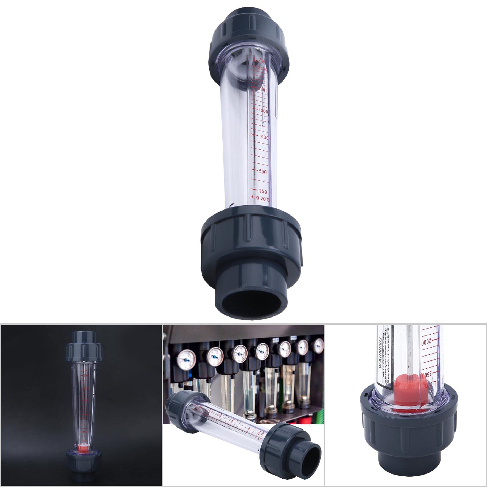 Flow Meter Gauge, Prevent Scratches Transparent Panel Easy Reading Flow Meter 250-2500L/h for Measurement Use