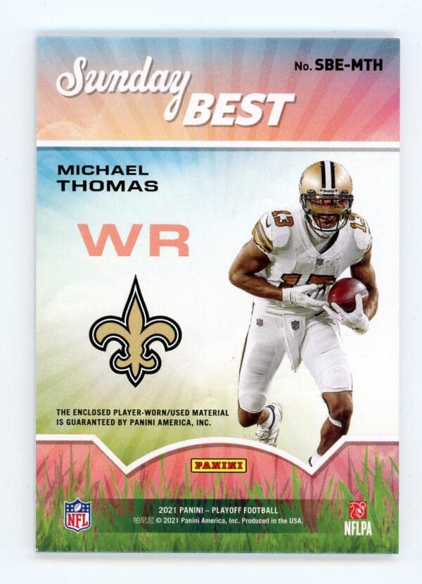 2021 PANINI PLAYOFF SUNDAYS BEST PRIME #14 MICHAEL THOMAS RELIC 19/20 NEW ORLEANS SAINTS FOOTBALL OFFICIAL TRADING CARD OF THE NFL