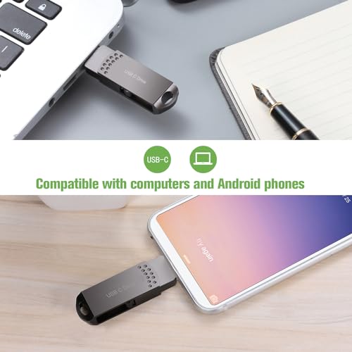 USB Flash Drive 1TB USB C Thumb Drive Android Phone Photo Stick External Data Storage Richwell for Android Phone USB C Pad Air Devices MacBook Pro USB C and Computers Black1TB