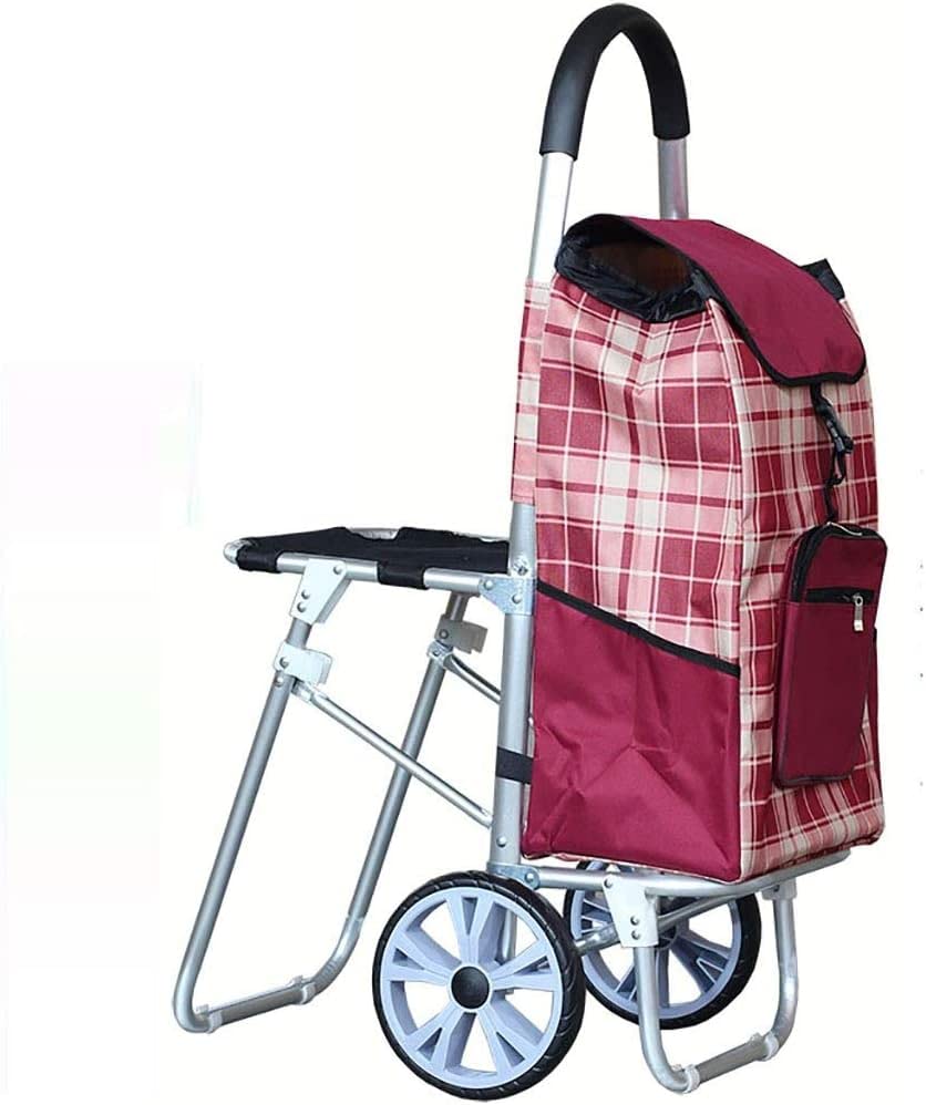 RAZZUM Large Hand Trucks,Stairs-Climbing Chair Shopping Cart, Folding Portable Grocery Shopping Cart, Luggage Cart Reinforced Seat, Folding Trolley with Stairs Trolleys/C