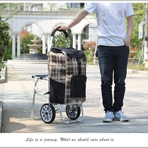 RAZZUM Large Hand Trucks,Stairs-Climbing Chair Shopping Cart, Folding Portable Grocery Shopping Cart, Luggage Cart Reinforced Seat, Folding Trolley with Stairs Trolleys/C