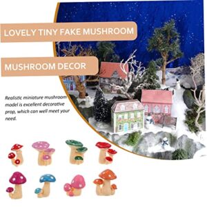 Kisangel 50 pcs Simulated Mushroom Bush Garden Mushroom Decor Mini Mushroom Cake Decorating Gift Ornaments Artificial Mushroom Ornament Fairy Mushroom Decor Mushrooms Bonsai Miniature Resin