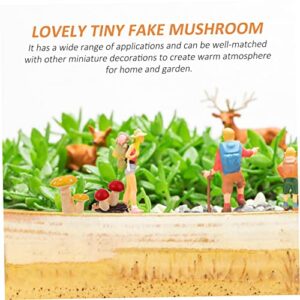 Kisangel 50 pcs Simulated Mushroom Bush Garden Mushroom Decor Mini Mushroom Cake Decorating Gift Ornaments Artificial Mushroom Ornament Fairy Mushroom Decor Mushrooms Bonsai Miniature Resin