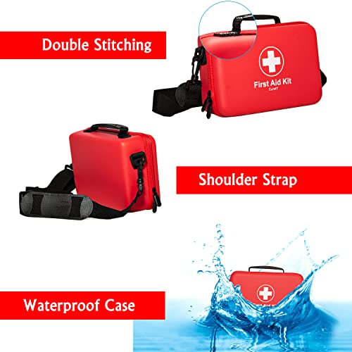 Premium First Aid Kit Travel, Waterproof with Shoulder Straps for Easy Carry - Ideal for Home, Car, and On-The-Go Emergencies