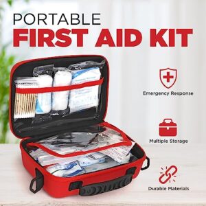 Premium First Aid Kit Travel, Waterproof with Shoulder Straps for Easy Carry - Ideal for Home, Car, and On-The-Go Emergencies