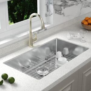 kitchenman kitchen sink 32 inch undermount stainless steel kitchen sink 16 gauge single bowl kitchen sink, fits 36" cabinet