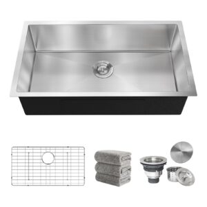 KitchenMan Kitchen Sink 32 inch Undermount Stainless Steel Kitchen Sink 16 Gauge Single Bowl Kitchen Sink, Fits 36" Cabinet