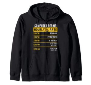 computer repair hourly rate, computer repair geek zip hoodie