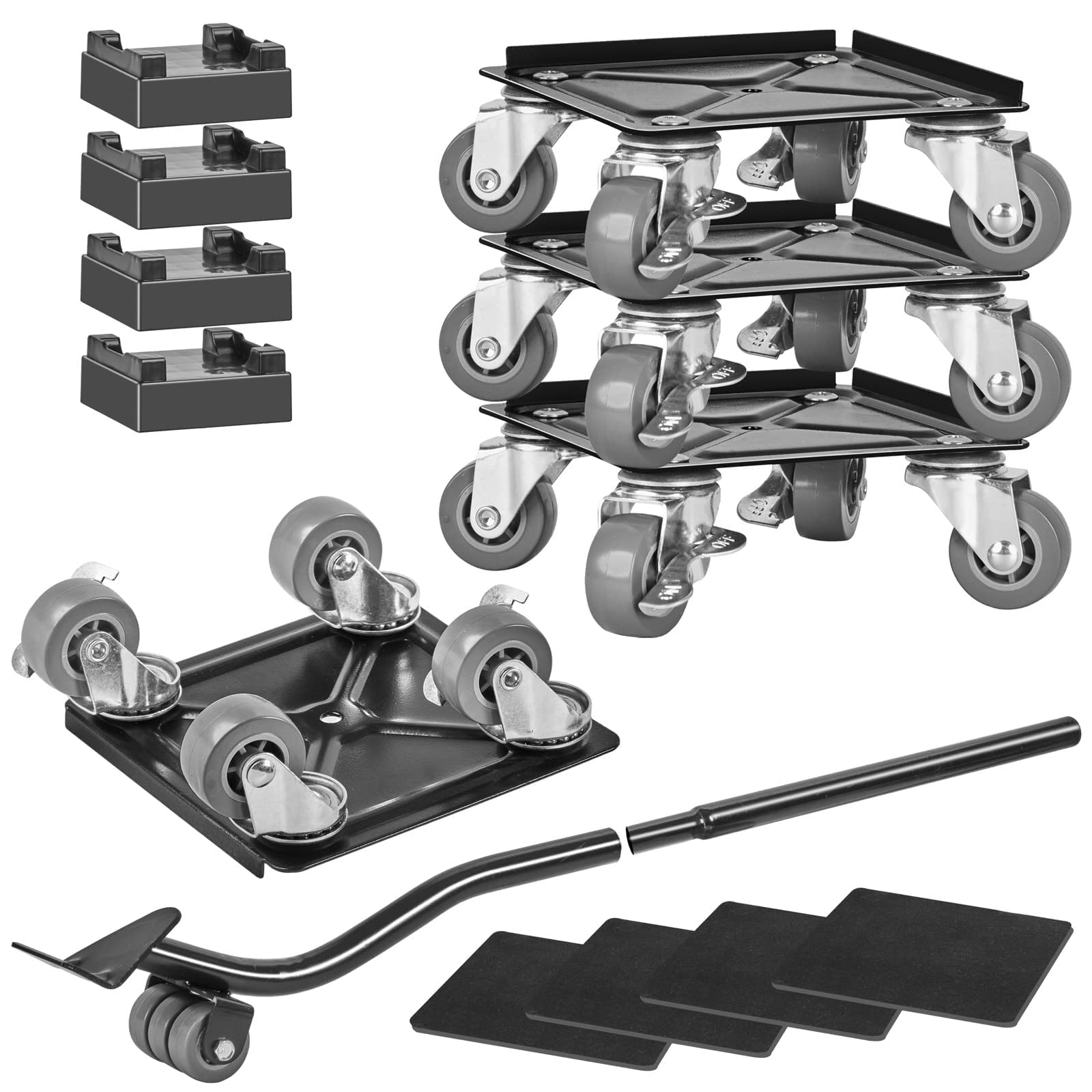 Heavy Furniture Roller Move Tools with 4 Wheels Carbon Steel Material Movers Dolly and Furniture Lifter Set,360 Degree Swivel Universal Wheels with 2 Brakes, Max Up for:1763lbs/800kg