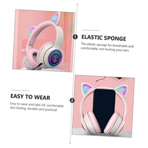 SOLUSTRE 3 pcs Luminous Cat Headset Sound Computer Gamer Headset LED Light Headset RGB Lighting Headphone cat Ear Noise-canceling Headphones Wired Headset with Sound Card abs