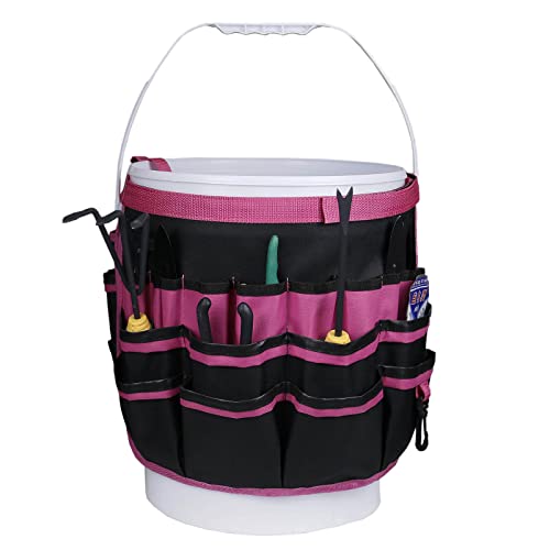 YAGIS-S Bucket Tool Organizer, 5 Gallon Bucket Tool Organizer, Garden Tools Bucket Bag, with 34 Pockets, Suitable for Male and Female Gardeners