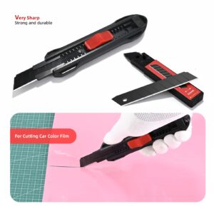 EHDIS 3pcs 18mm Retractable Utility Knife, Heavy Duty Aluminum Alloy Snap-off Auto-Lock Box Cutter with 10pcs 60 Degree Sharp Blades for Cartons, Cardboard and Boxes, Perfect for Office and Home Use