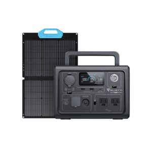 bluetti solar generator eb3a with pv68 solar panel included, 268wh portable power station w/ 2 600w (1200w surge) ac outlets, lifepo4 battery backup for outdoor camping, trip, power outage