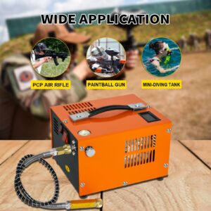 TUXING PCP Air Compressor, Portable 4500Psi/30Mpa, 8MM Quick-Connector Compatible for PCP Air Gun with Water/Oil Separator, Built-in Power Adapter(110V AC or 12V Car Battery)