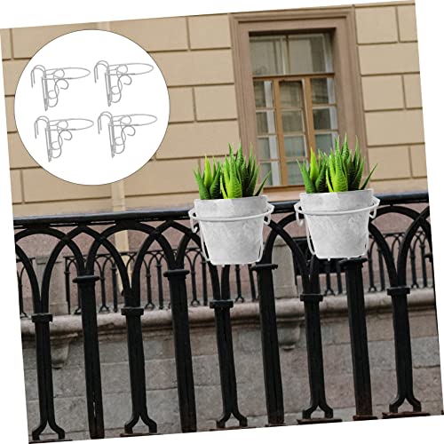 YARNOW 4pcs Flower Pot Hanger Outdoor Plants Hanging Baskets for Plants Outdoor Plant Stand Outdoor Planters Rack L Brackets for Shelves Wall Flower Pot Wrought Iron White Bracket Ring