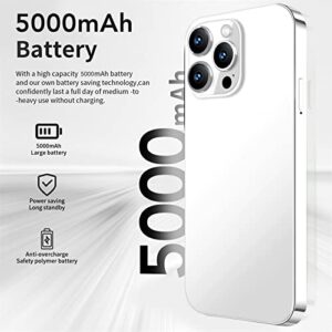 soobu Cell Phone, Quad Core Smart Phone 5000mAh Battery 4G Network Face Unlocking 4GB RAM 64GB ROM 6.5Inch for School (White)