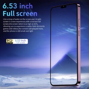 Zunate I14 Pro 3G Unlocked Smartphone, 6.53 Inch Large Screen, 4GB RAM 64GB ROM, Facial Unlocking Mobile Phone for Android 10.0, Dual 2 MP 8 MP Camera, Dual SIM Slot