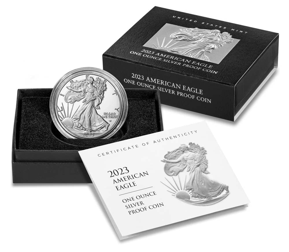 2023 W American Silver Eagle 1 Ounce Coin in OGP with CoA Dollar Proof US Mint