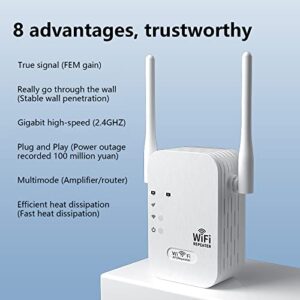 300Mbps WiFi Extender Signal Booster Repeater - Long Range Amplifier WiFi Signal Booster Repeater with Ethernet Port & Access Point for Home Hotels Apartments Indoor Office