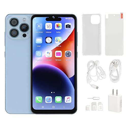 TUORE Big Screen Smartphone, Rear Front Camera 2.0GHz 2 Card 2 Standby Amazing Clarity 3G Smartphone 3500mAh Battery Fast Positioning 100-240V for Daily Use (Blue)