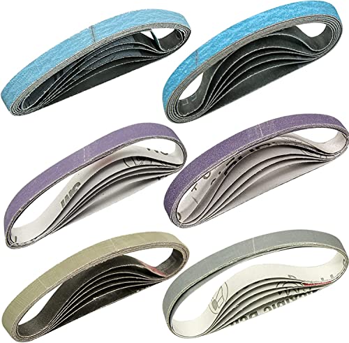 36 Pcs 1/2" x 12" Knife Sharpener Replacement Work knife Sharp Belts Kit, Sharpeners Sanding Belts Set for Work knife Sharp Knife Sharpener & Tool Sharpener, 6 Each of 80/120/240/400/1000/2500 Grits