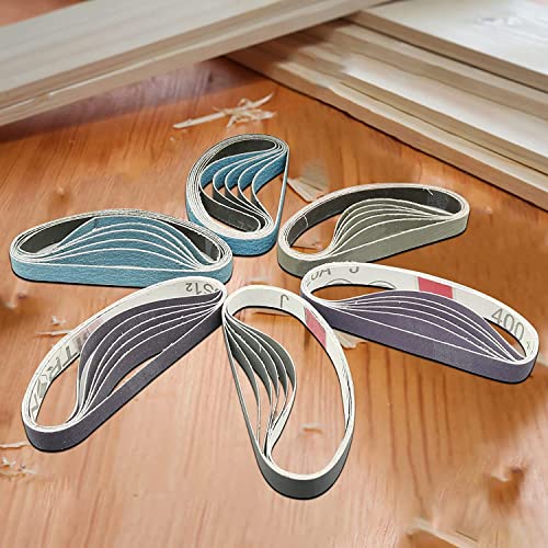 36 Pcs 1/2" x 12" Knife Sharpener Replacement Work knife Sharp Belts Kit, Sharpeners Sanding Belts Set for Work knife Sharp Knife Sharpener & Tool Sharpener, 6 Each of 80/120/240/400/1000/2500 Grits